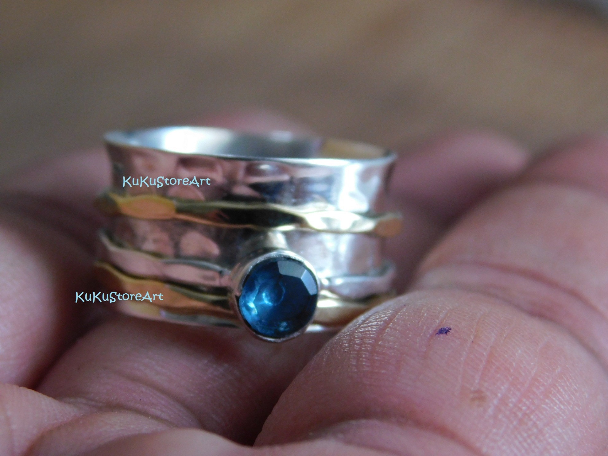 Blue Topaz Spinner Ringspinner Ring Worry Ring Anxiety - Etsy UK