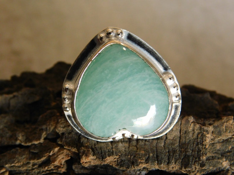 Heart Shape Amazonite Ring Sterling Silver Ring Amazonite - Etsy