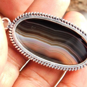 Banded Agate Pendant Sterling Silver Pendant Handmade | Etsy
