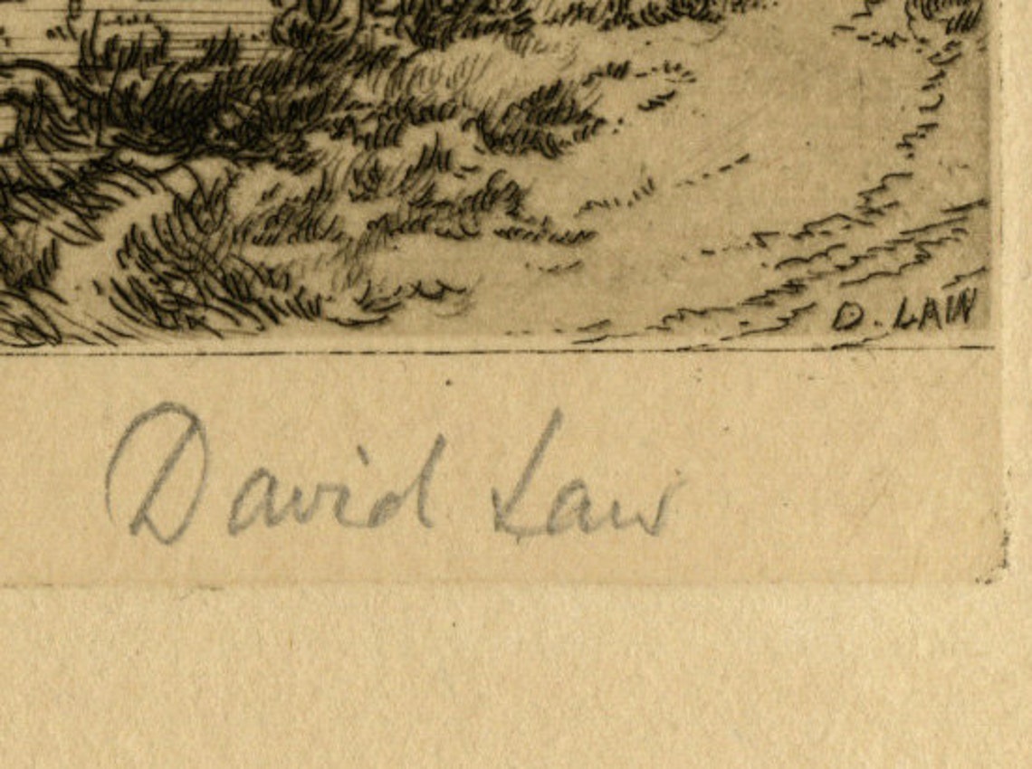 DAVID LAW english, 1831-1901, henley, 1882, Original Etching, Pencil ...