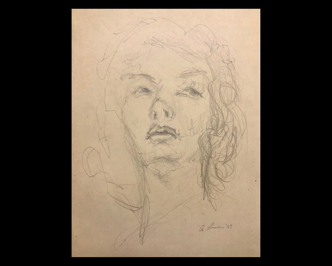 ARTHUR LERNER (american, 1929-living), "emily", 1949, Graphite on Paper ...