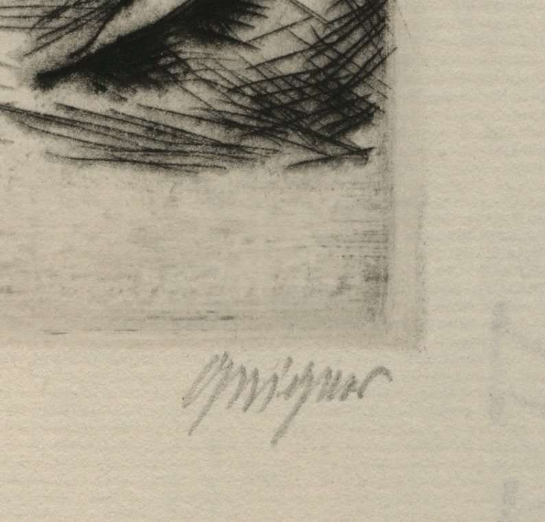 WILLI GEIGER (german, 1878-1971), "bluten", 1922, Drypoint, Pencil ...