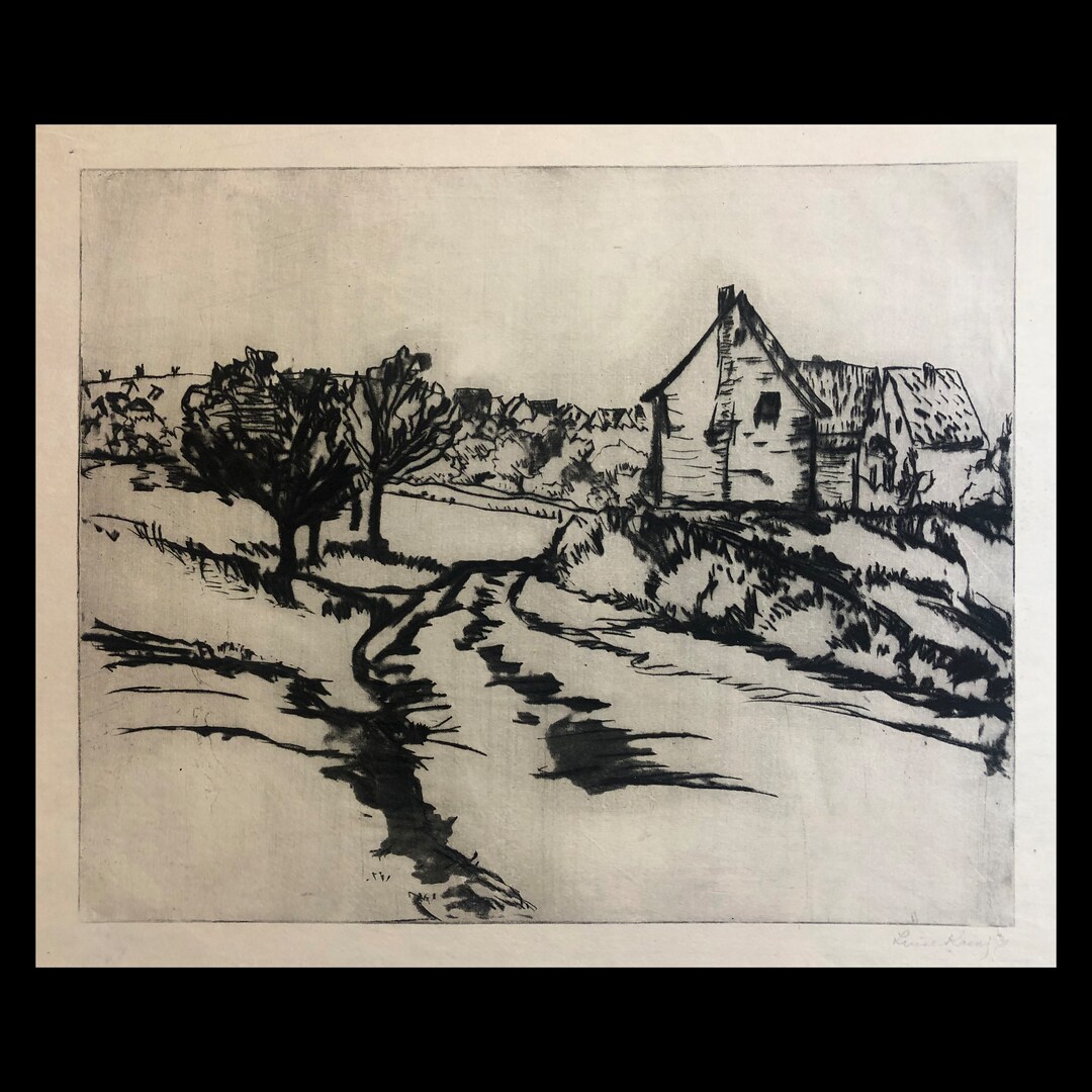 LOUISE C. KAINZ (american, 1902-1997). "woodstock Farm", 1931, Drypoint ...