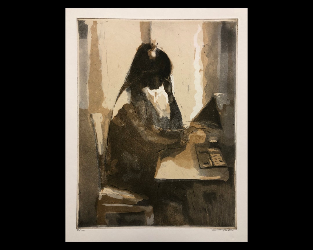 LOUIS BASTIN (swedish, 1912-1979), "pensant", 1965, Aquatint Etching ...