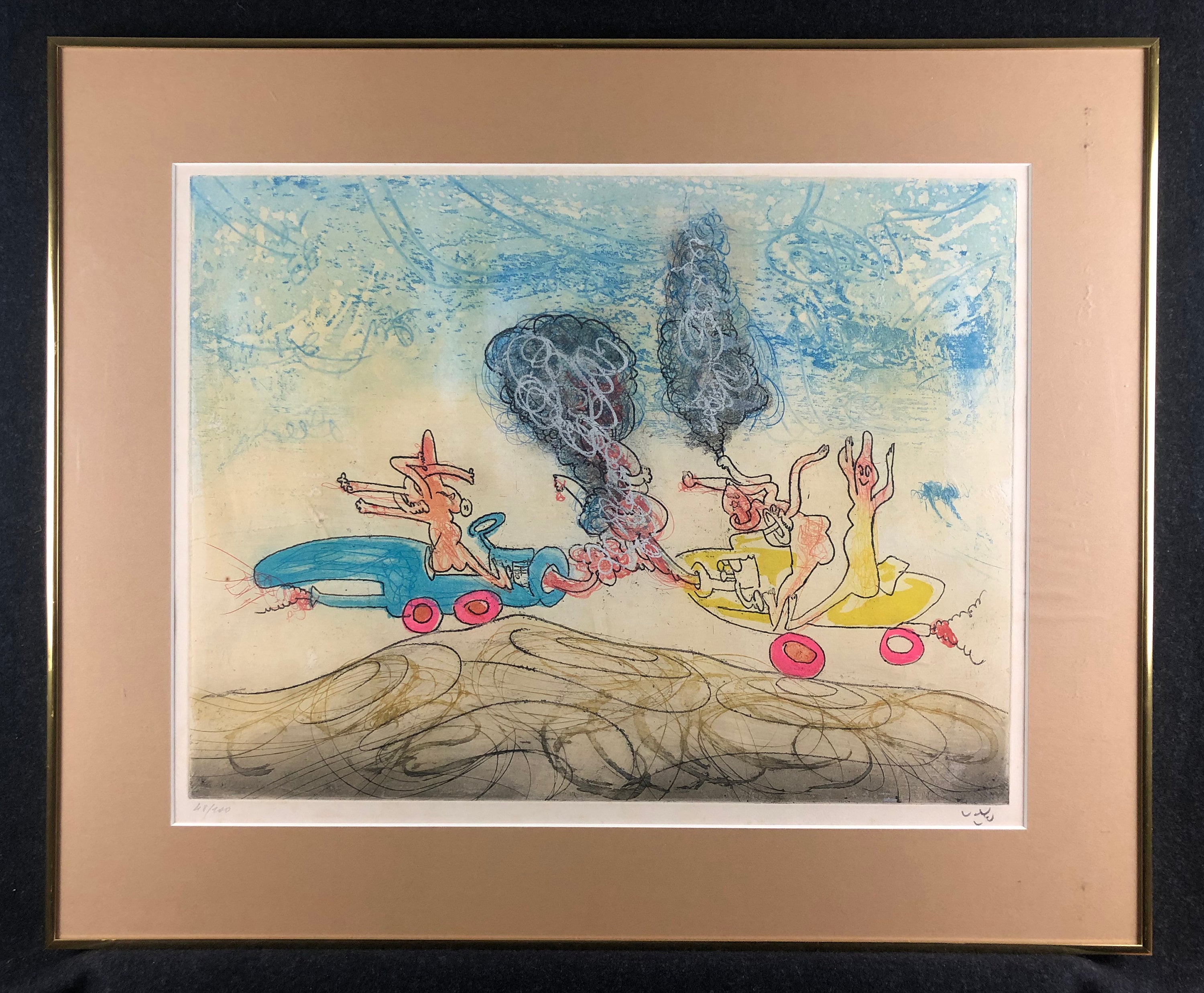 ROBERTO MATTA chilean, 1911-2002, oh Tomobiles, Plate 10, 1972, Color ...