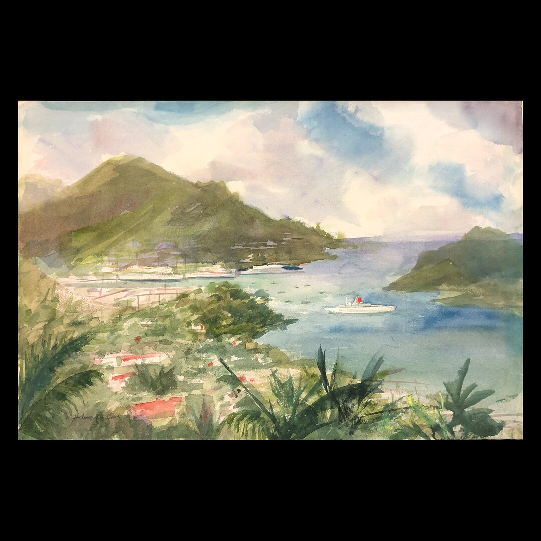 HELEN B. C. COOK (british, 19th-20th C.), "taormina Bay", Ca. 1935-40 ...