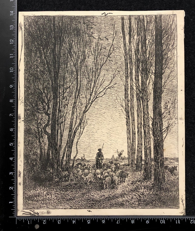 CHARLES-FRANCOIS DAUBIGNY (french, 1817-1878), "le Rentree Du Troupeau ...