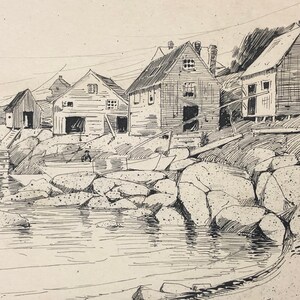 FOLLY COVE, GLOUCESTER, Pen and Ink on Thin Paper Board, Ca. 1870. - Etsy
