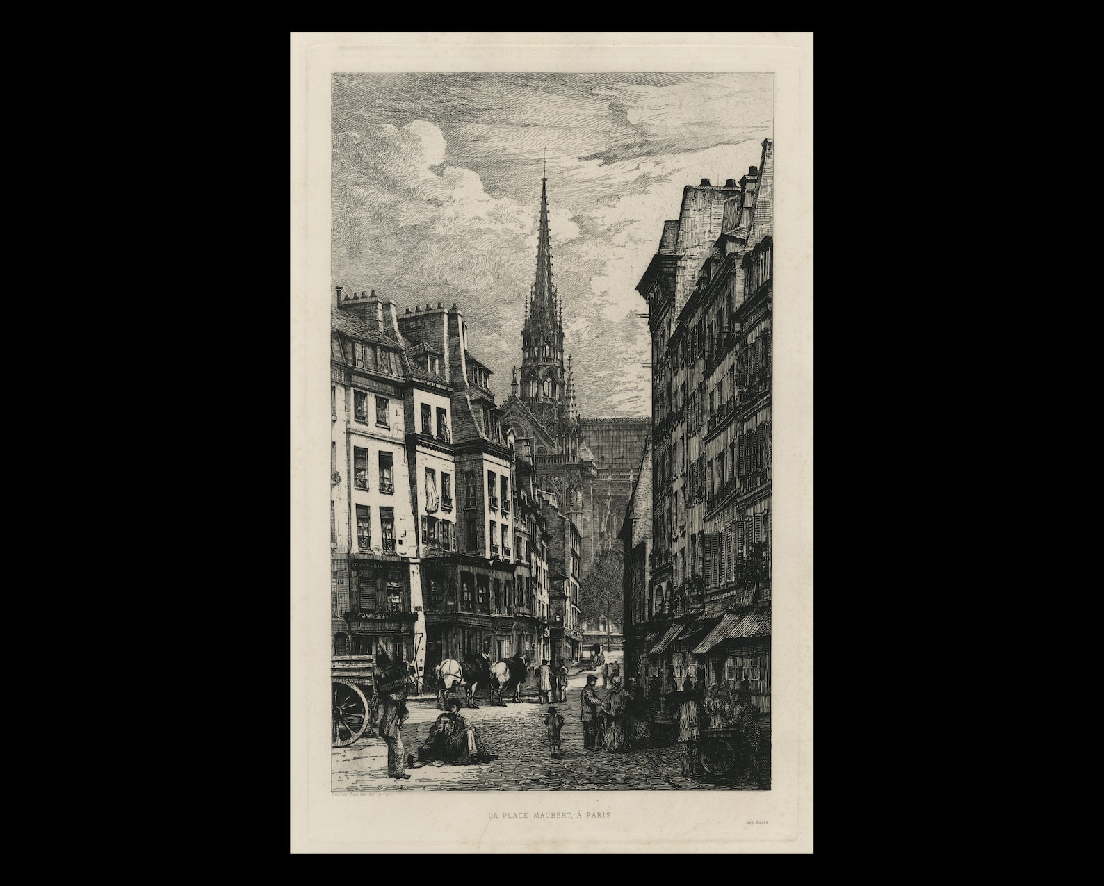 LUCIEN-MARCELIN GAUTIER (french, 1850-1925), "la Place Maubert, a Paris ...