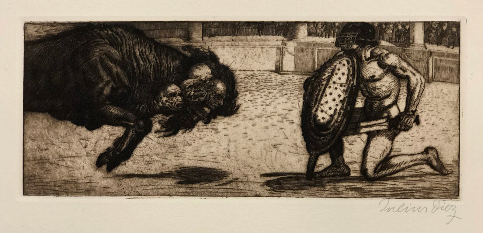 JULIUS DIEZ (german, 1870-1957), Gladiator, Ca. 1920 , Etching, Pencil ...