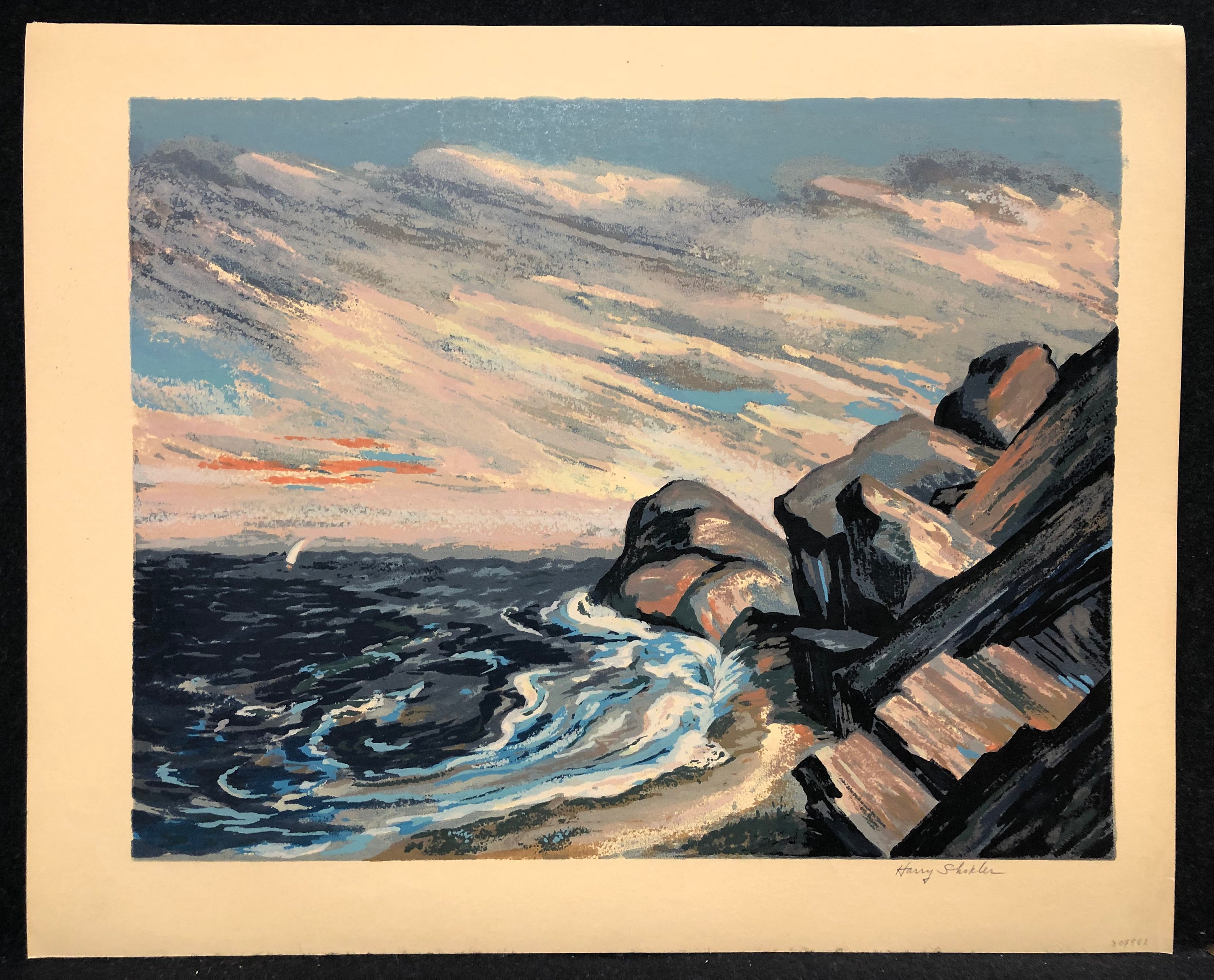 HARRY SHOKLER (america, 1897-1978), "rocky Coast, Maine", Ca. 1950 ...