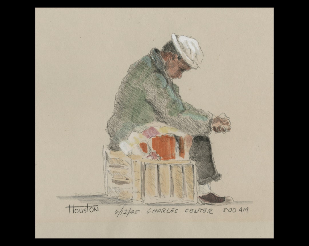 OLIVER HOUSTON american, 1888-1955, 6/12/45 Charles Center 8:00 Am ...