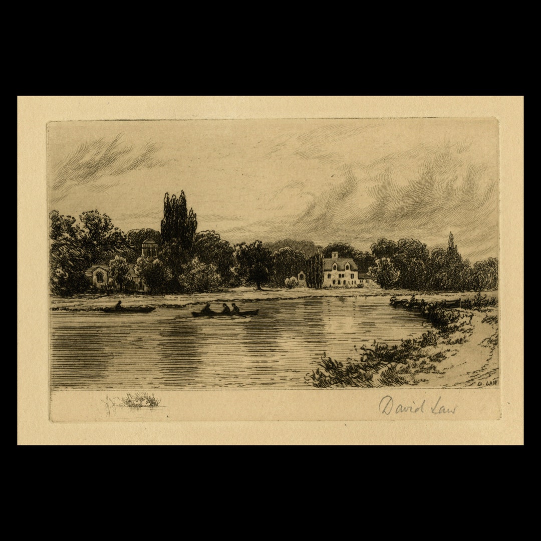 DAVID LAW (english, 1831-1901), "henley", 1882, Original Etching ...