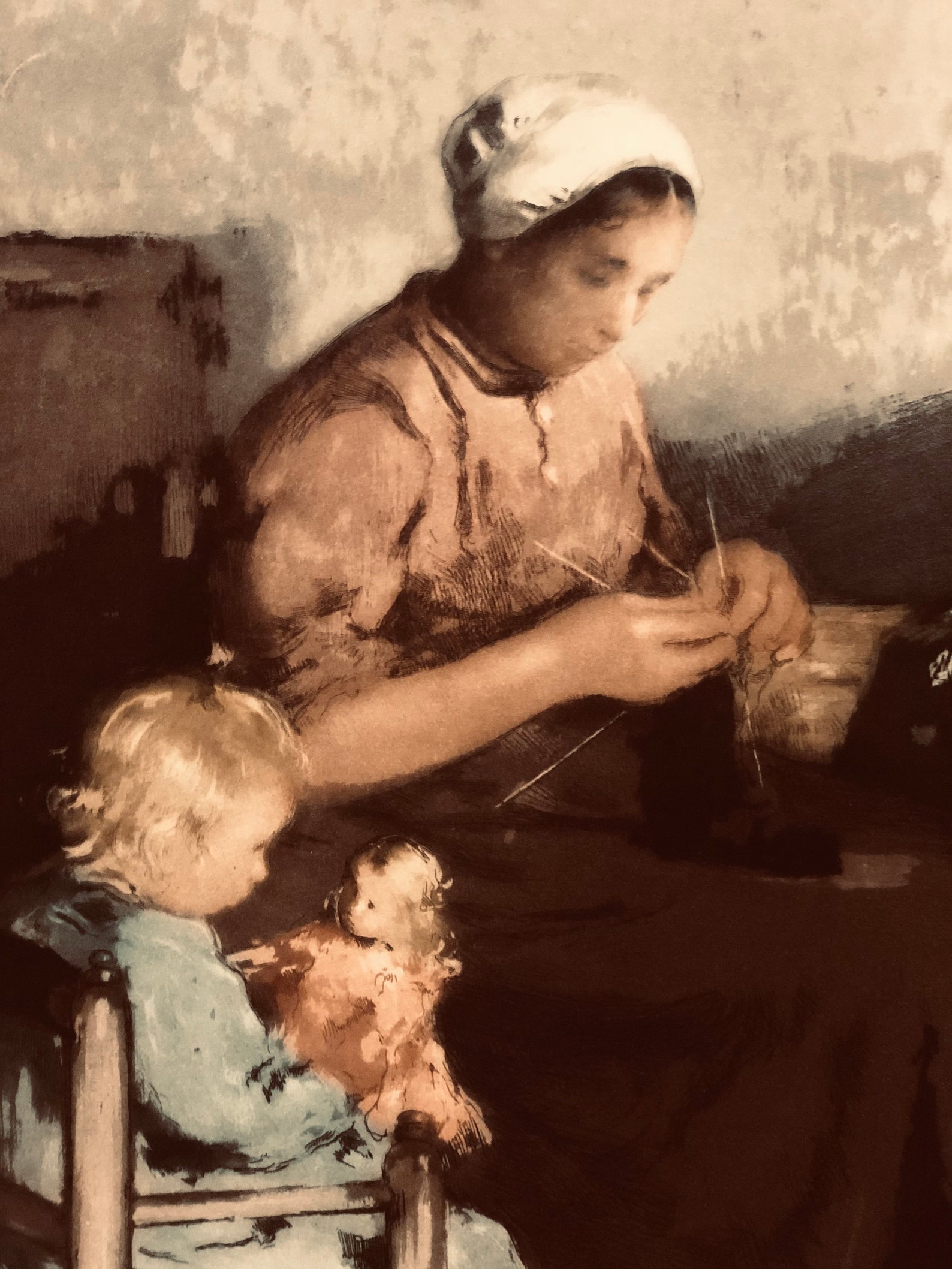 FRANTZ CHARLET belgian, 1862-1928, pres Du Berceau near the Cradle ...