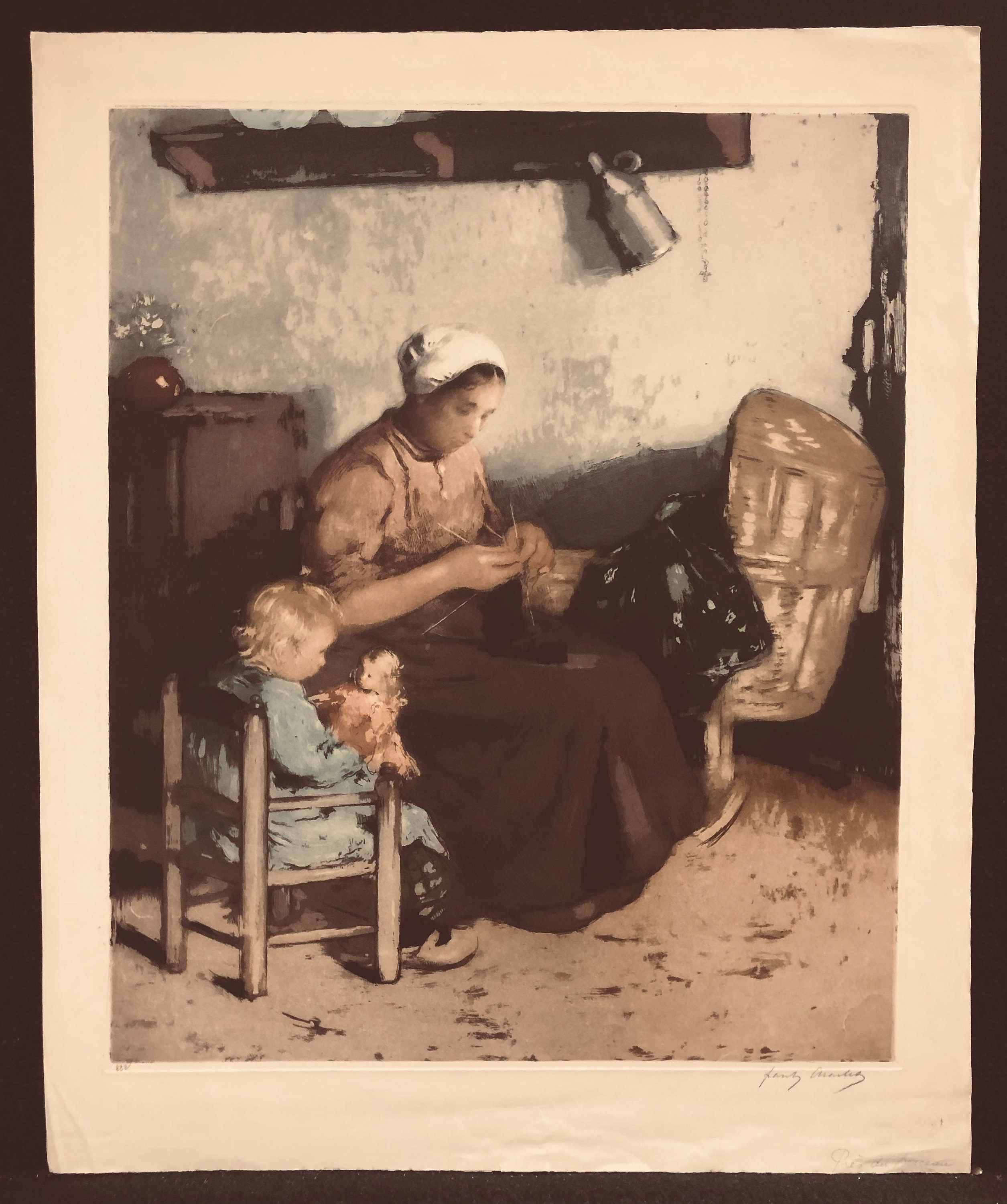 FRANTZ CHARLET belgian, 1862-1928, pres Du Berceau near the Cradle ...