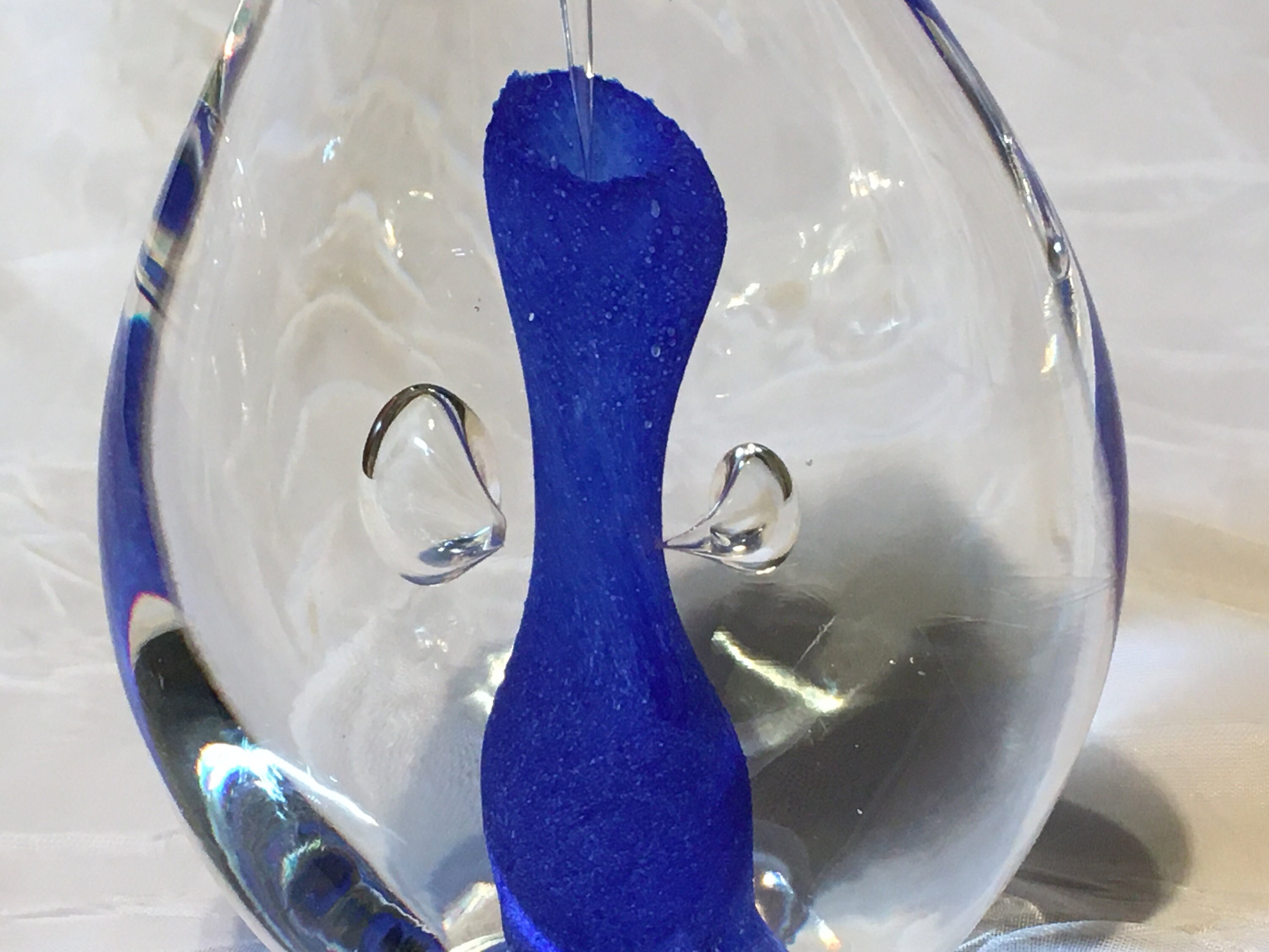 Vintage Adam Jablonski Teardrop Paperweight Cobalt Blue & Clear - Etsy