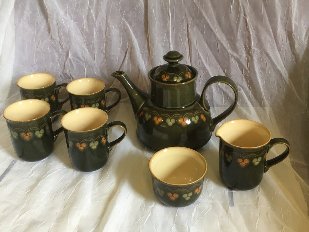 Denby Langley Oberon Coffee Set With Coffee Pot, 4 Mugs, Creamer and ...