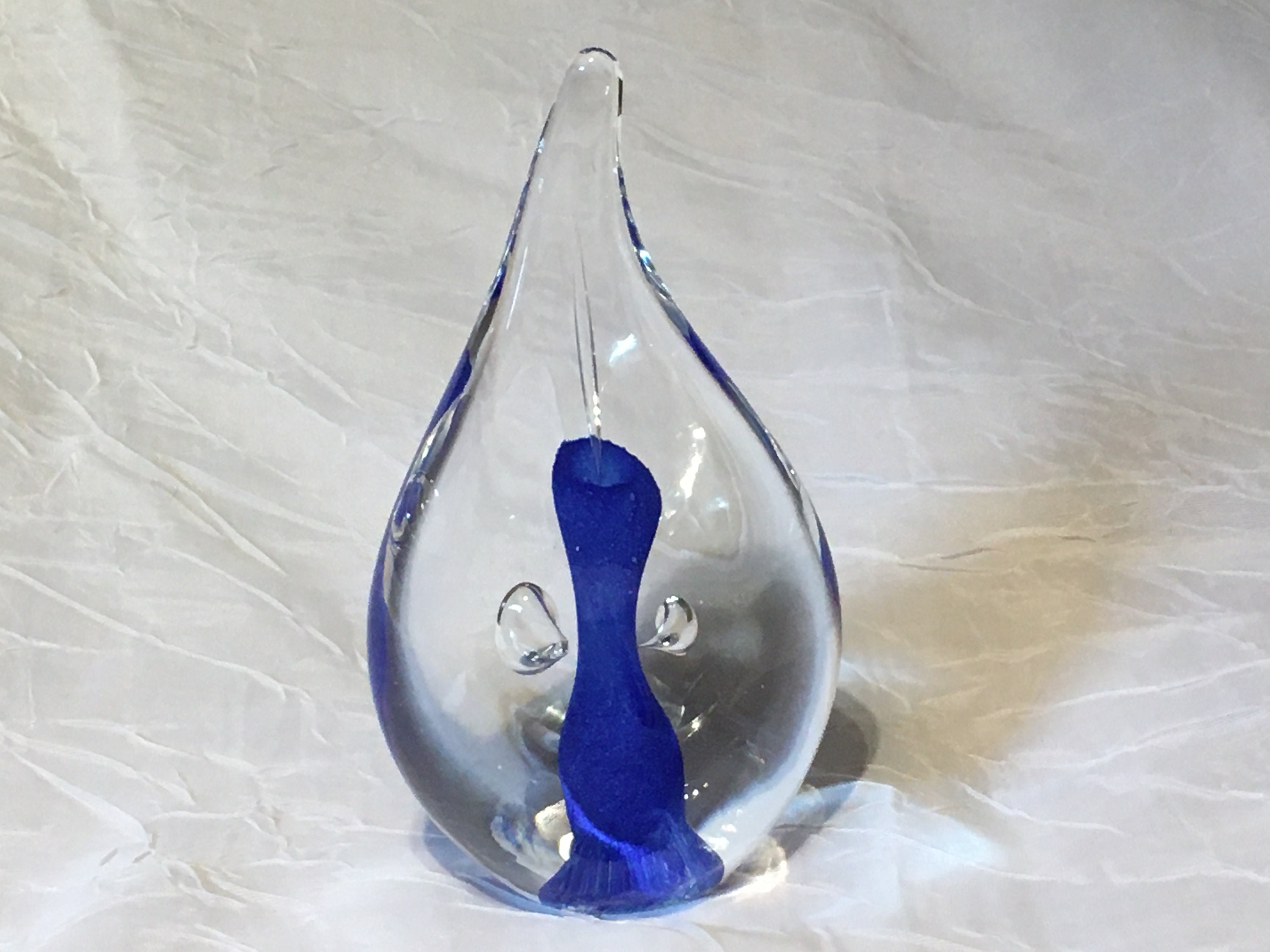 Vintage Adam Jablonski Teardrop Paperweight Cobalt Blue & Clear - Etsy