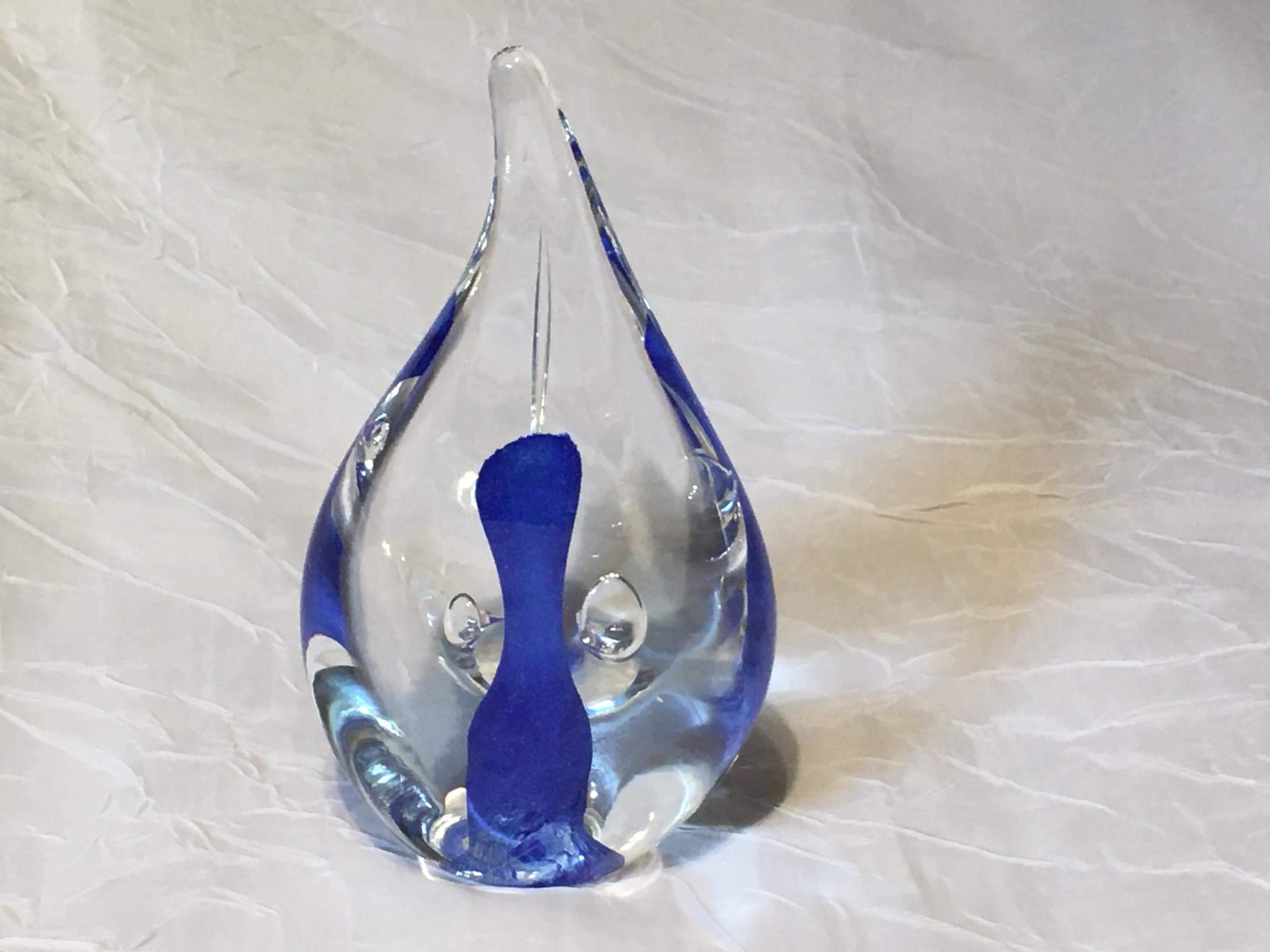 Vintage Adam Jablonski Teardrop Paperweight Cobalt Blue & Clear - Etsy