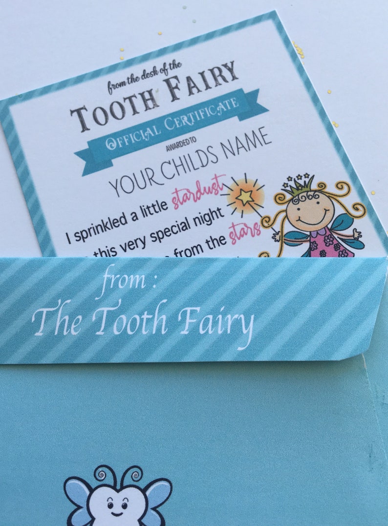 Tooth Fairy Note Tooth Fairy Printable Certificate and Envelope - Etsy
