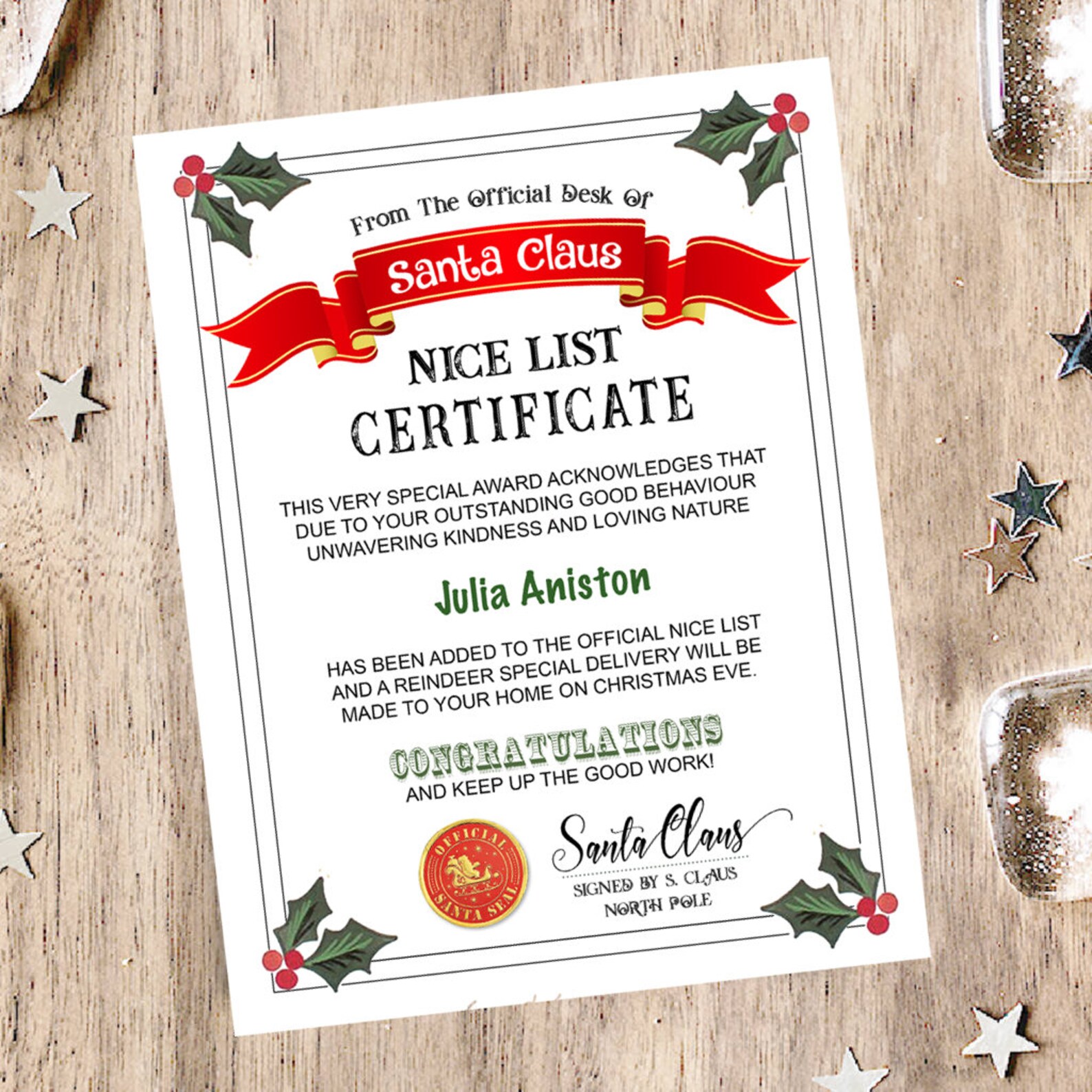 NICE CERTIFICATE | Naughty or Nice | Santa Certificate | Personalized ...