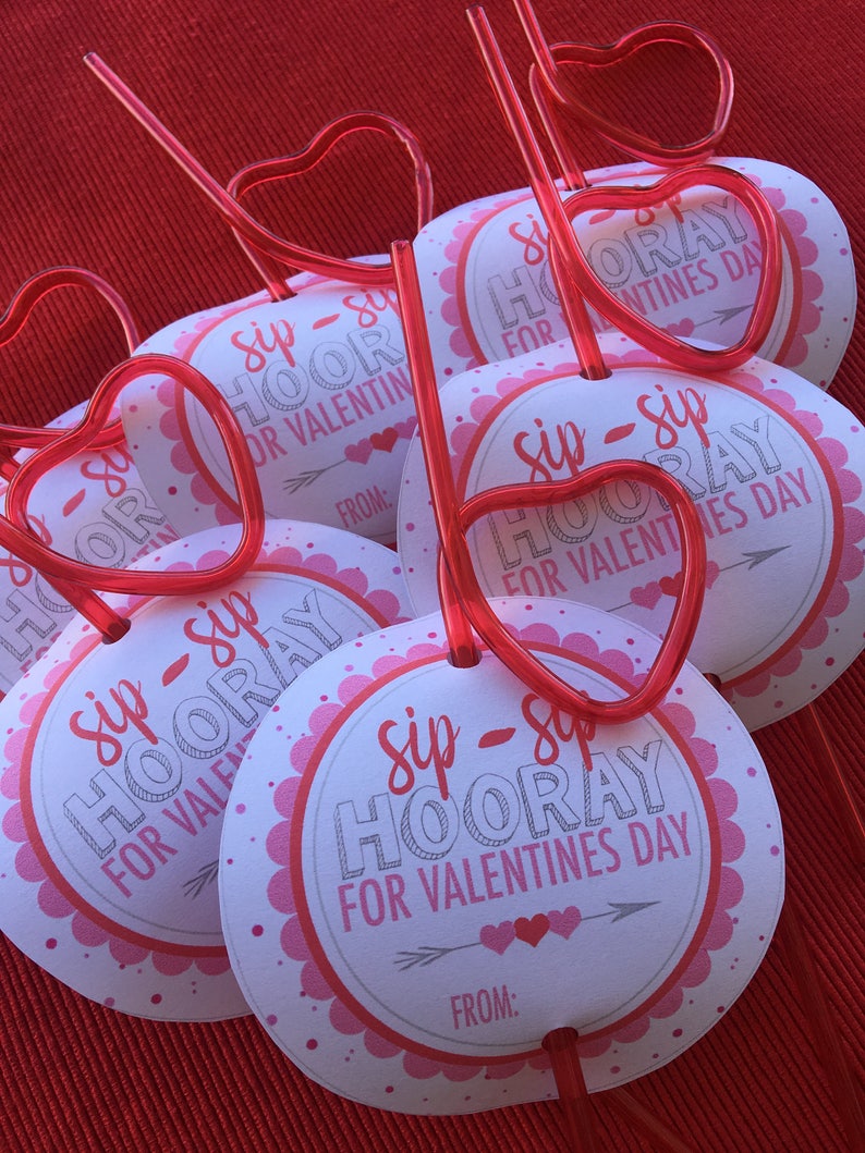 Valentine Sip Sip Hooray | Kids Valentine | Straw Valentine | Valentine ...