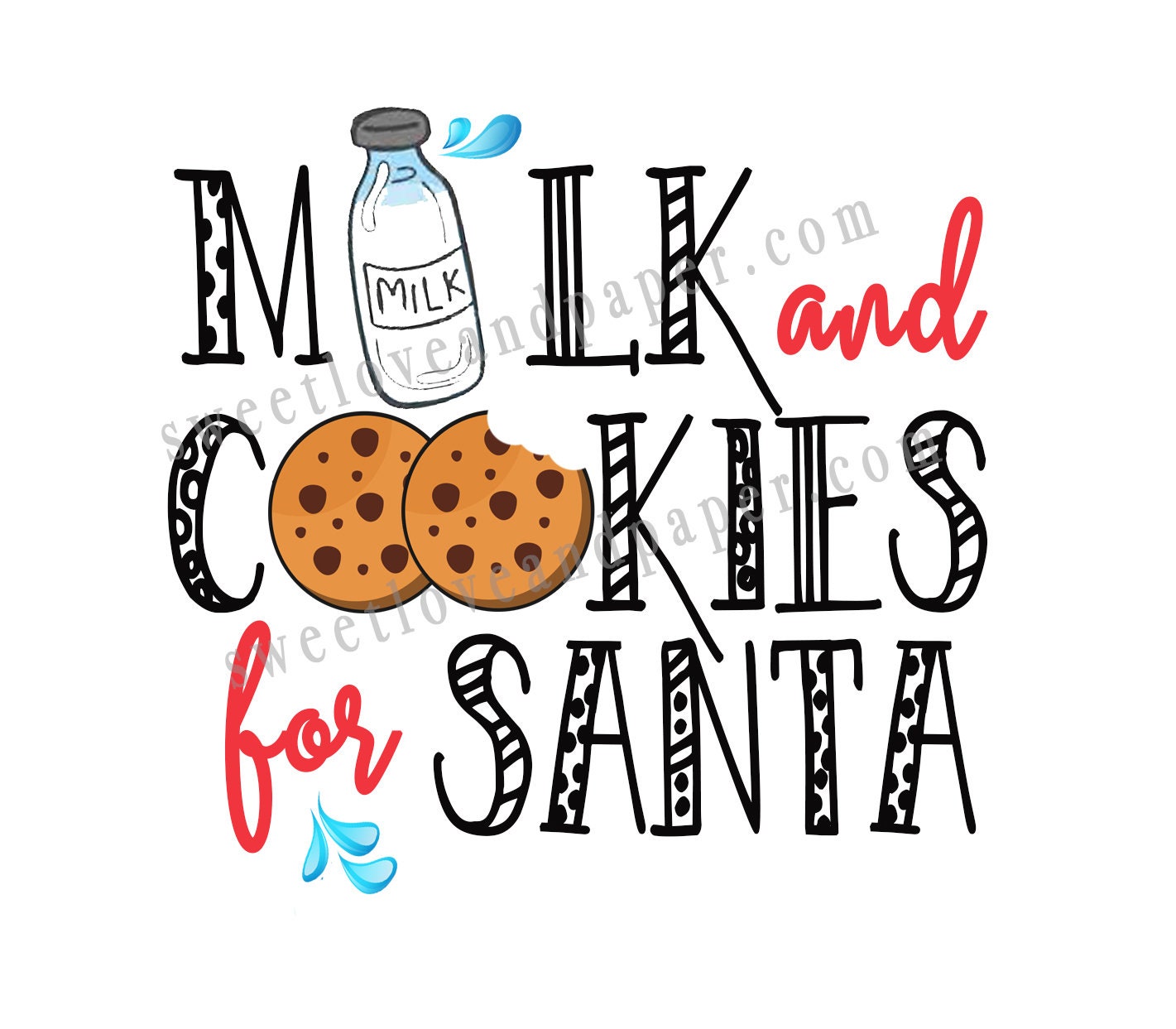 Milk and Cookies for Santa | Christmas Print - Etsy