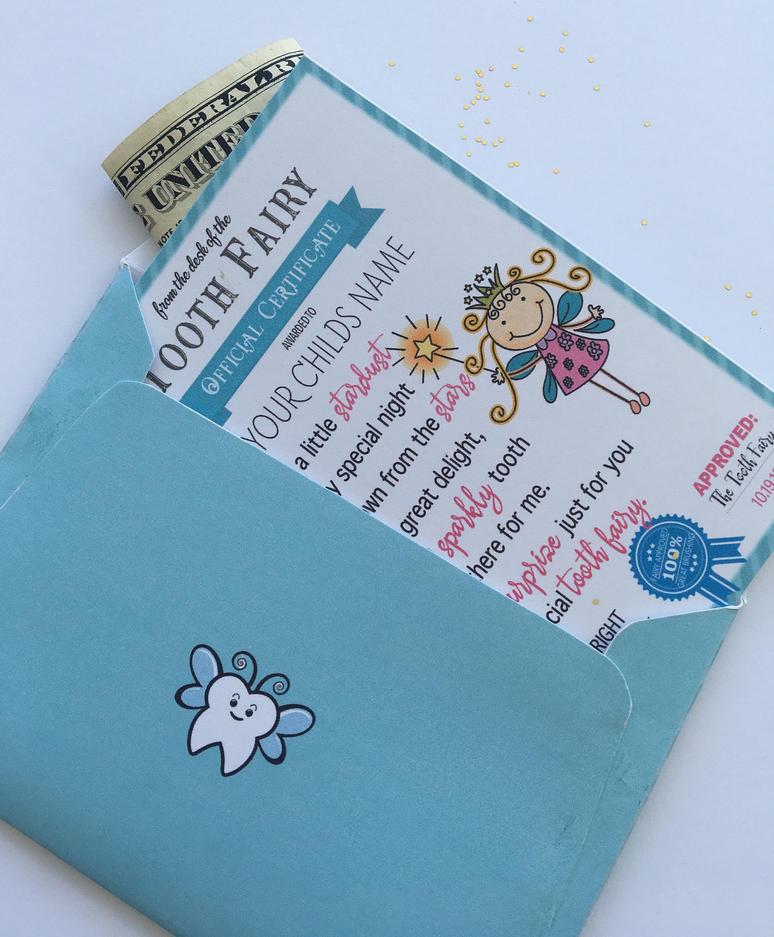 Tooth Fairy Note | Tooth Fairy Printable Certificate and Envelope - Etsy