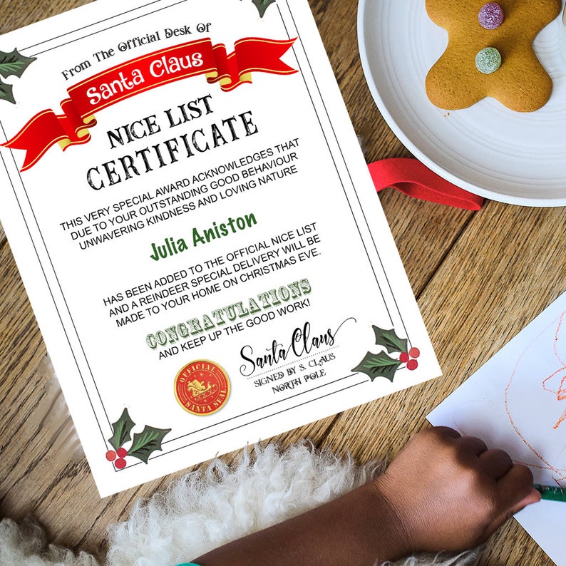 NICE CERTIFICATE | Naughty or Nice | Santa Certificate | Personalized ...