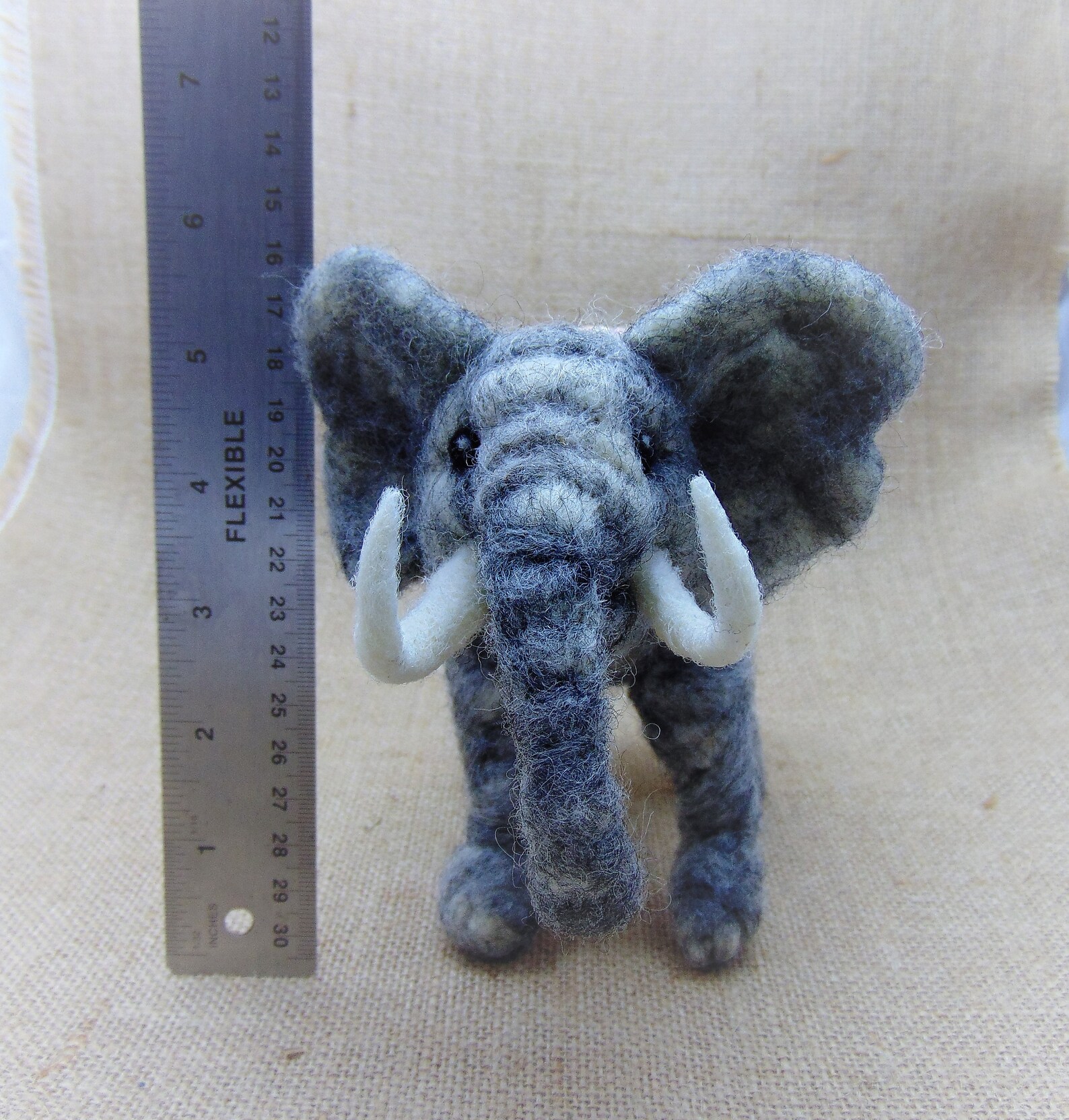 Needle Felted Elephant, Elephant With Crochet Blanket, Cute Elephant ...
