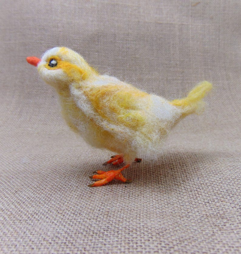 Felted Baby Bird, Easter Chick, Needle Felted Chick, Poseable Chick ...