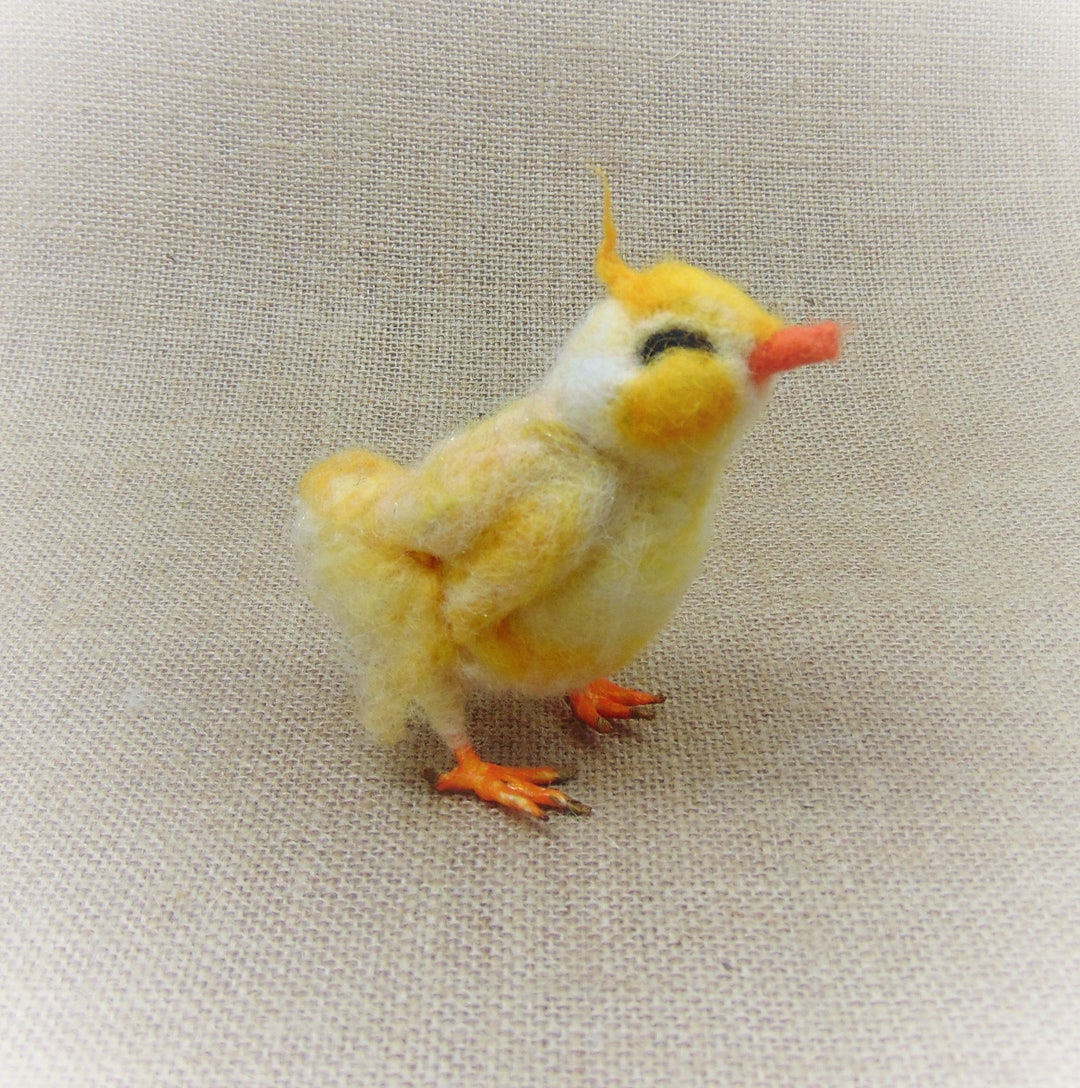 Cute Poseable Chick, Felt Baby Bird, Felted Easter Chick, Happy Little ...