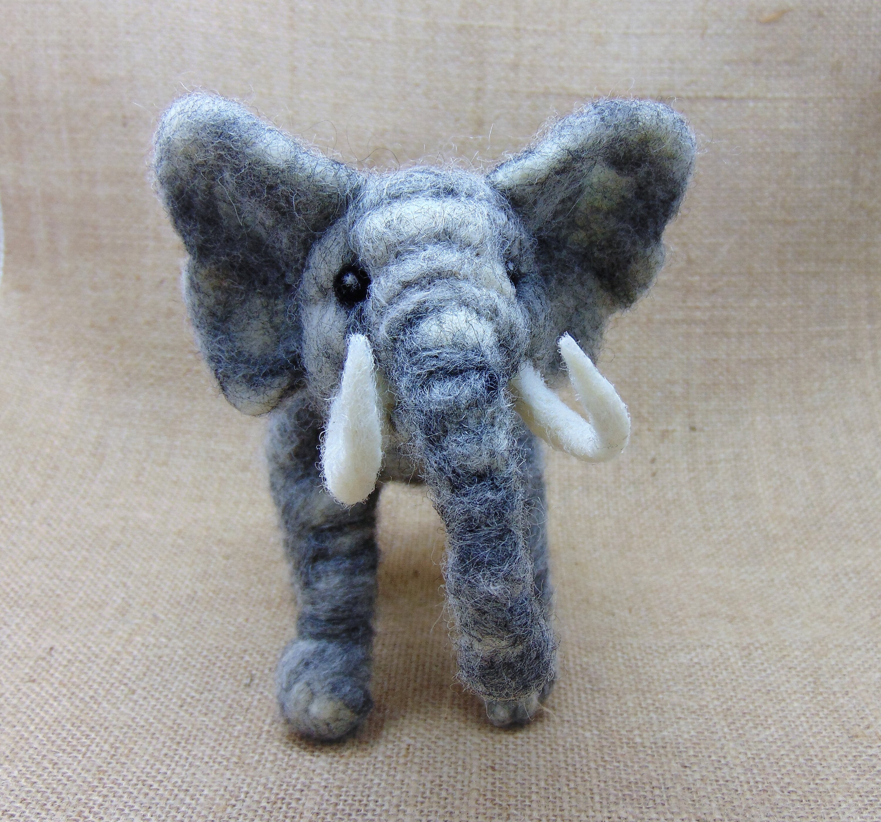 Needle Felted Elephant, Elephant With Crochet Blanket, Cute Elephant ...