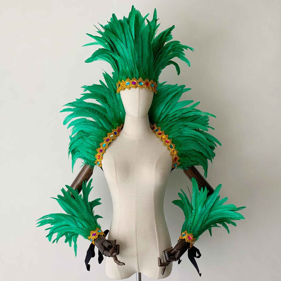 4ply Showgirl Green Color Feather Shawl Carnival Feather Scarf Stage ...
