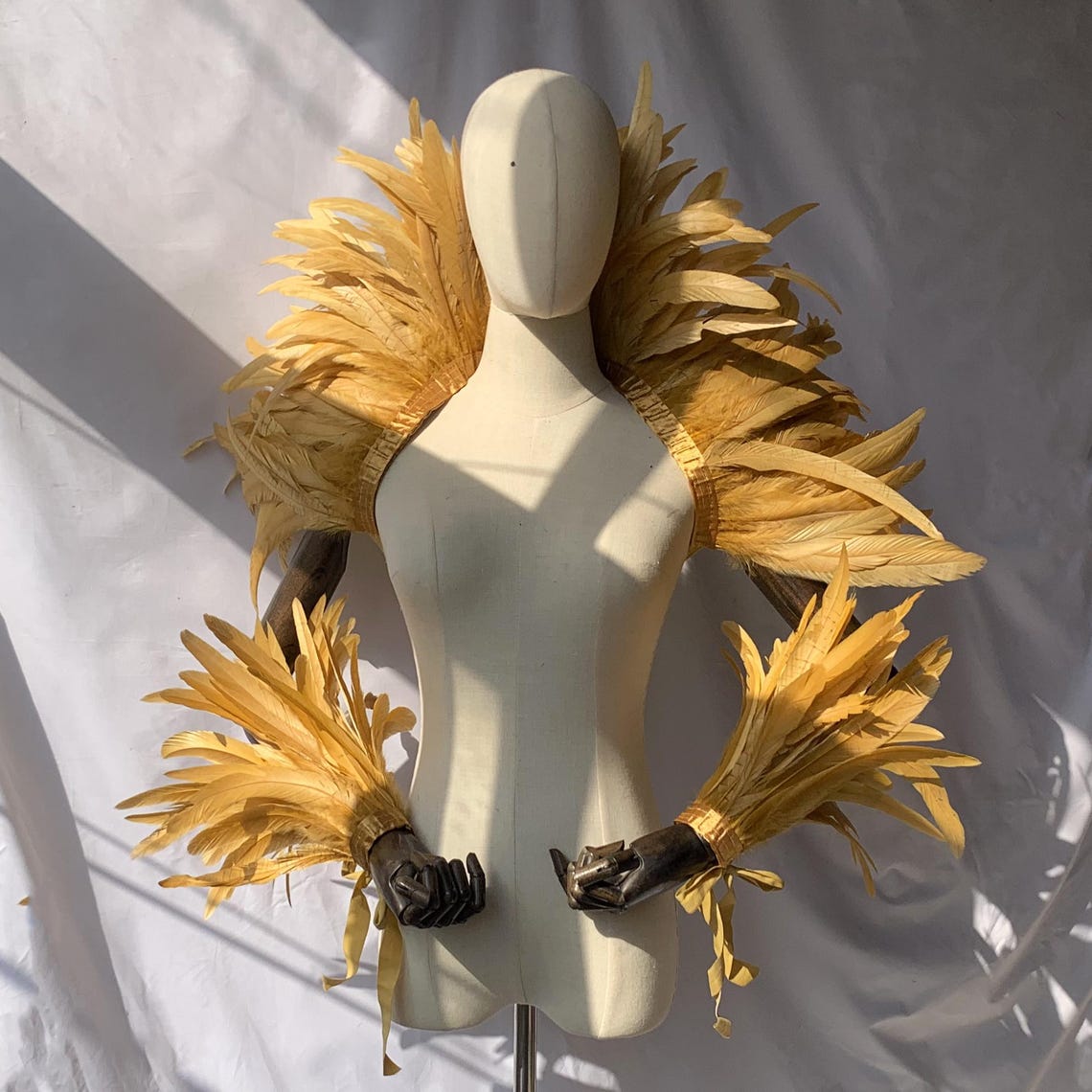 4ply Showgirl Feather Shawl/ Carnival Feather Scarf/ Wrap/gold Yellow ...