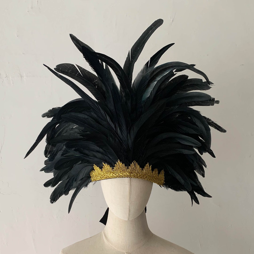 Black Feather Carnival Headdress/gatsby Flapper Headband/samba Party ...
