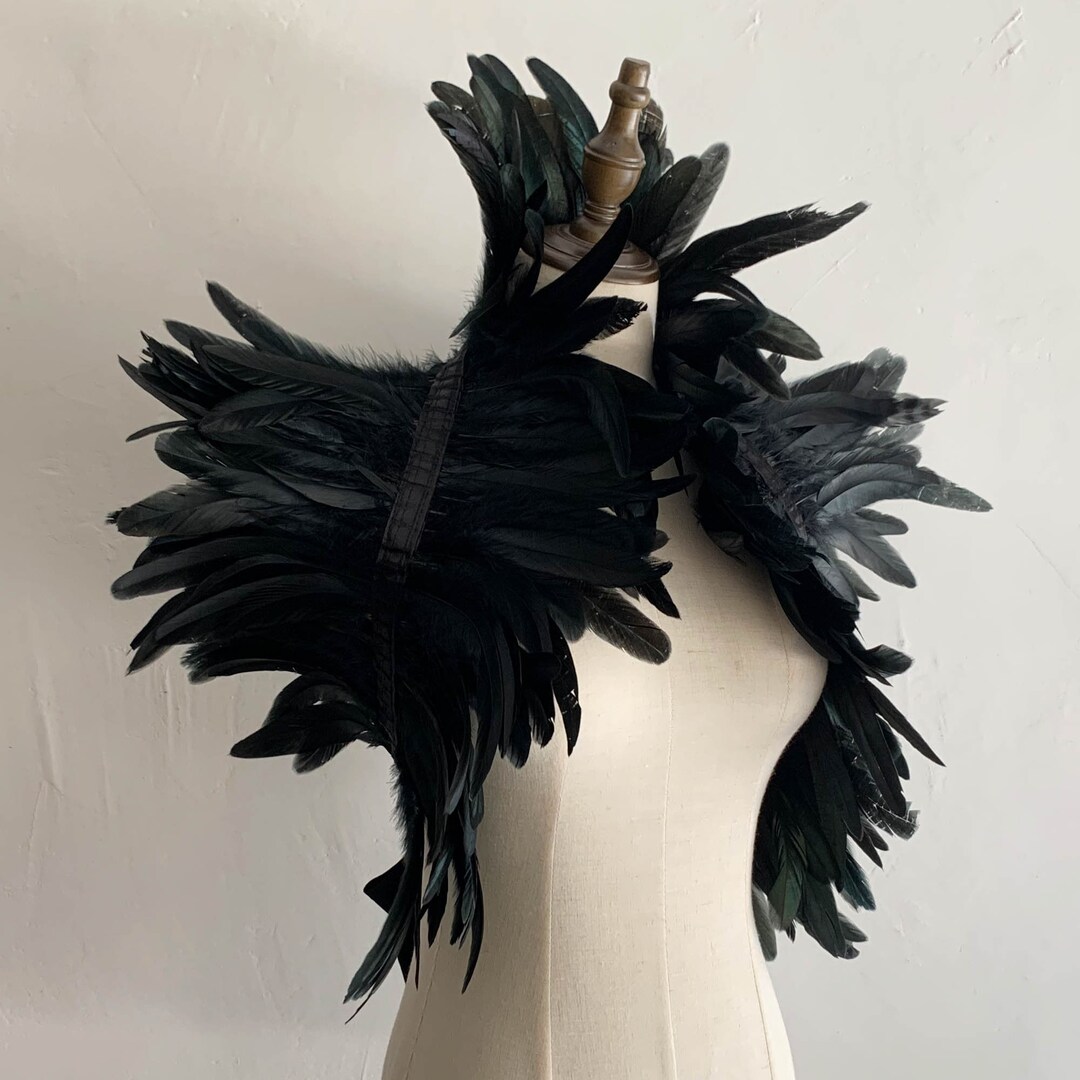 Victorian Real Natural Feather Shrug Shawl Shoulder Wrap Cape Gothic ...