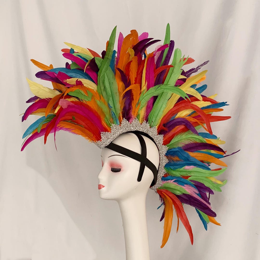 Carnival Headpiece/mix Color Feather Mohawk Headpiece/samba Party ...