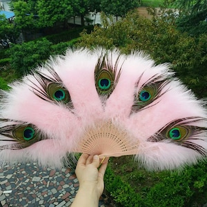 New Design Peacock Feather Hand Fans Black Marabou Fluffy Fluff Feather ...