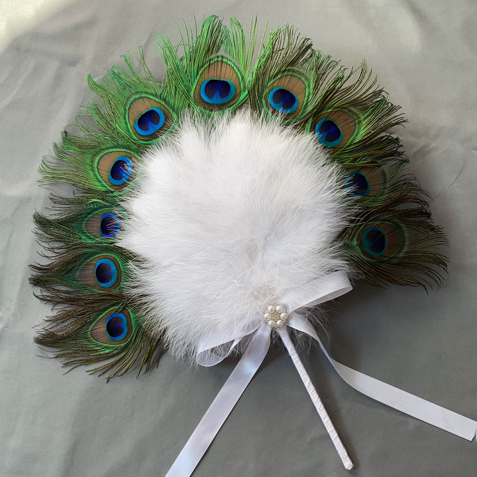 Large Peacock Feather Fan