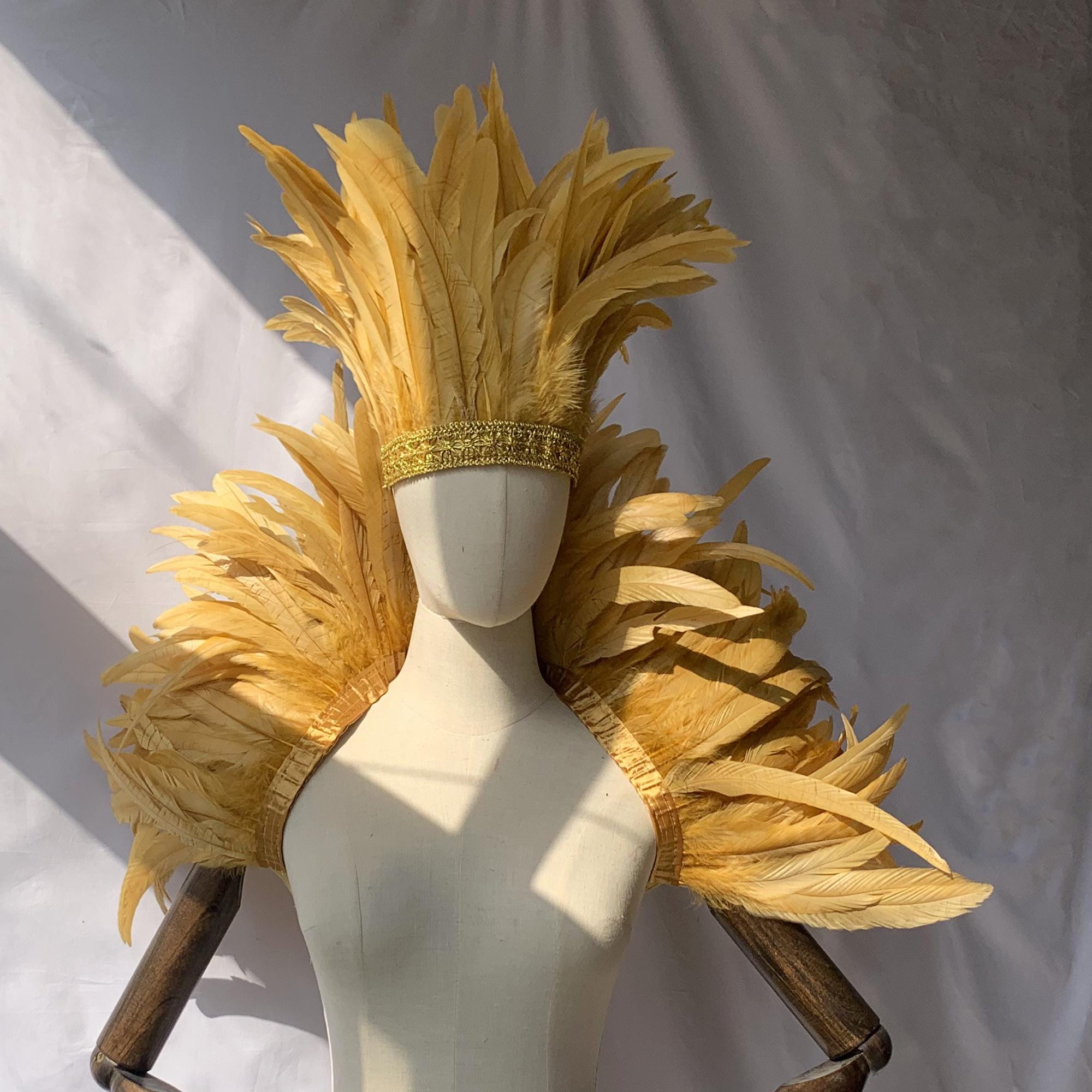 4ply Showgirl Feather Shawl/ Carnival Feather Scarf/ Wrap/gold Yellow ...