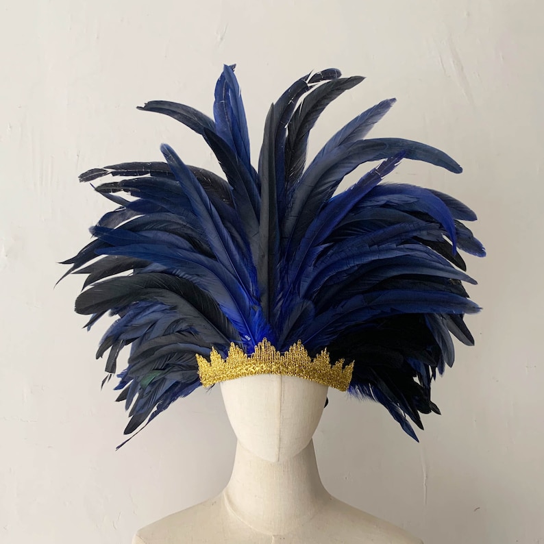 Deep Blue Feather Carnival Headdress/gatsby Flapper Headband/samba ...