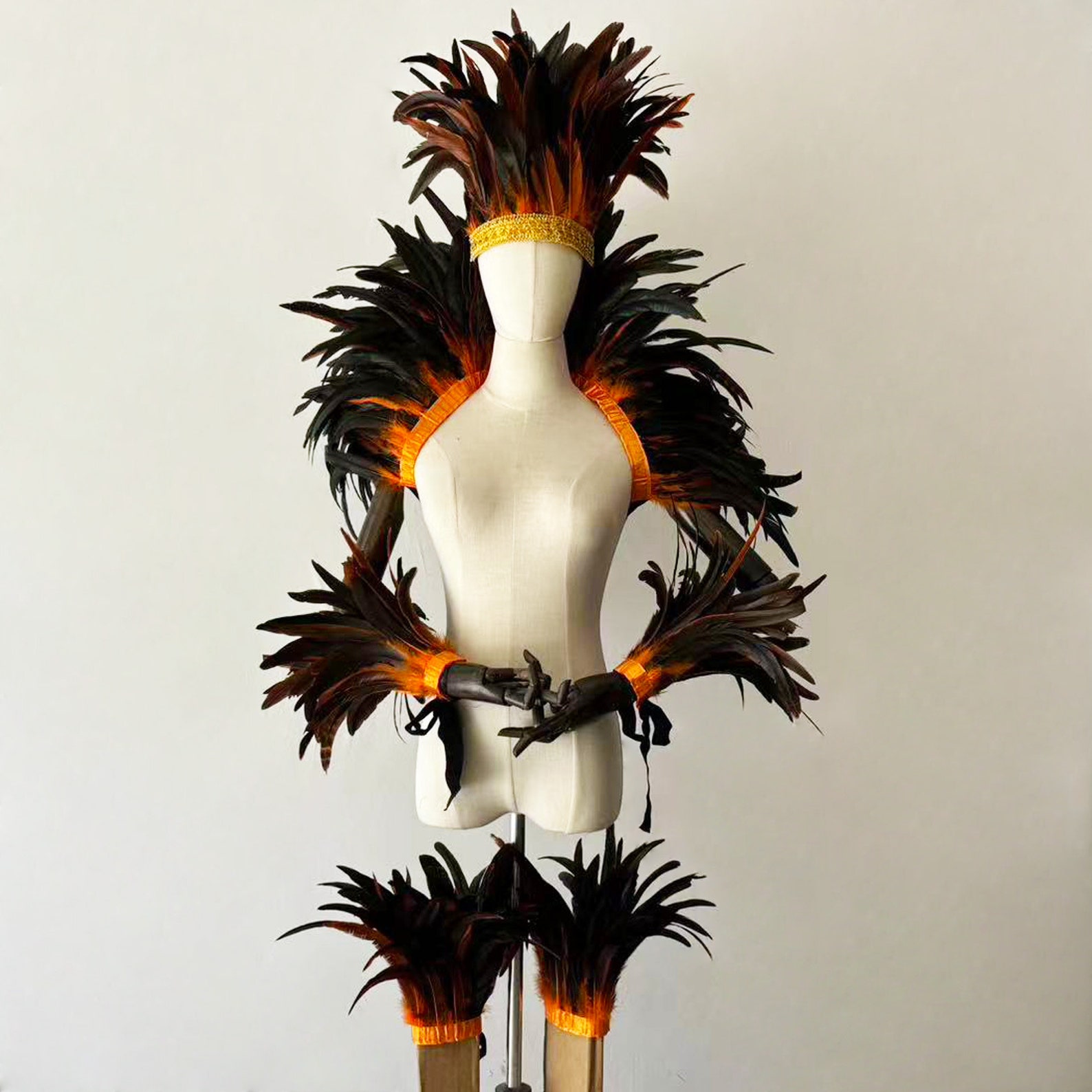 4ply Orange Showgirl Feather Shawl Carnival Feather Scarf Stage Show ...