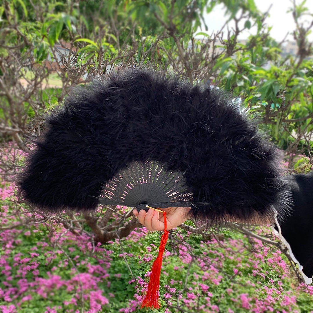 2012 Inch Black Marabou Feather Fans / Wedding Bride Hand Fans / Bridal ...