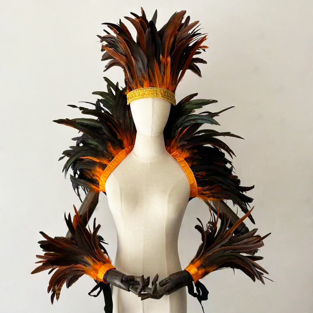 4ply Orange Showgirl Feather Shawl Carnival Feather Scarf Stage Show ...