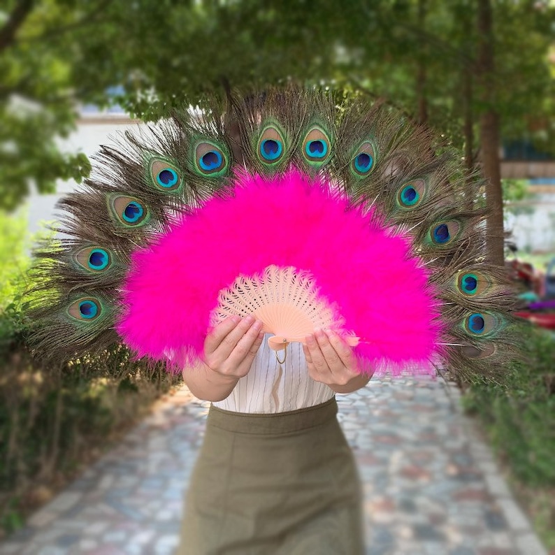 2614inch Large Peacock Feather Hand Fans White Marabou - Etsy UK