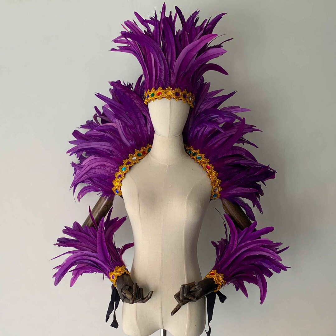 4ply Showgirl Purple Color Feather Shawl Carnival Feather Scarf Stage ...