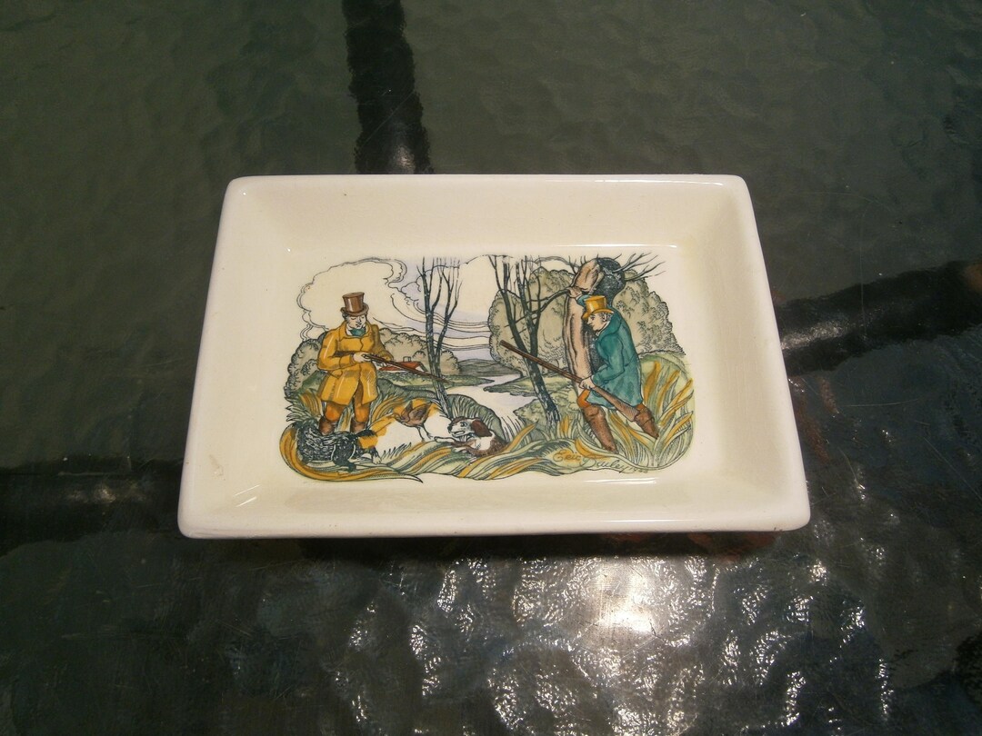 Vintage Antique Plichta London Hunting Scene Trinket Tray - Etsy