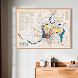 Vintage Cincinnati Map, Old Cincinnati City Plan, Large Ohio Print ...