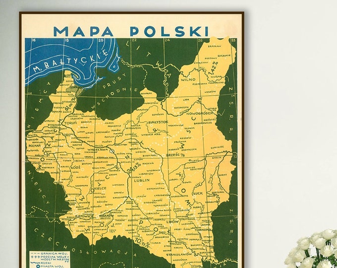 Poland Art Print, Poland Print, Poland Map Art, Poland Wall Art, Poland ...